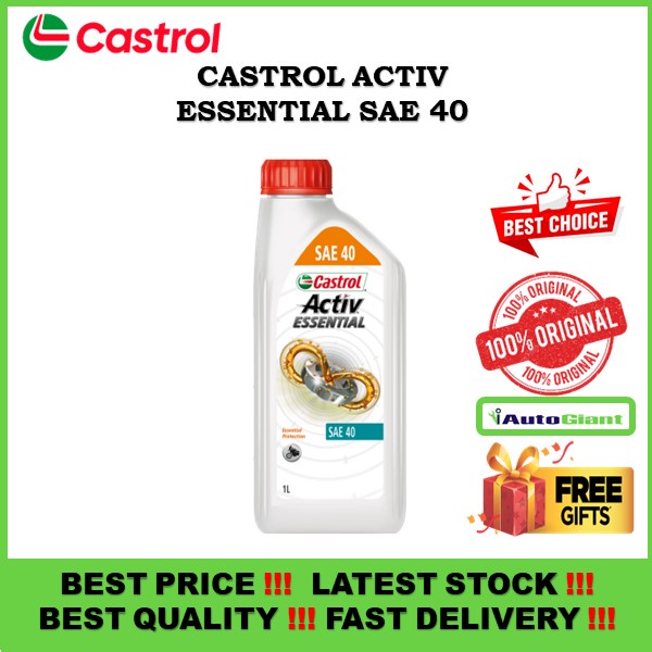 CASTROL ACTIV ESSENTIAL SAE 40 (1L) (100% ORIGINAL) Minyak Hitam ...