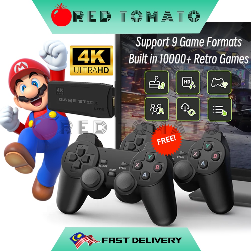 RED TOMATO 4K Full HD Video Game Console 64GB Built-in 10000 Games ...