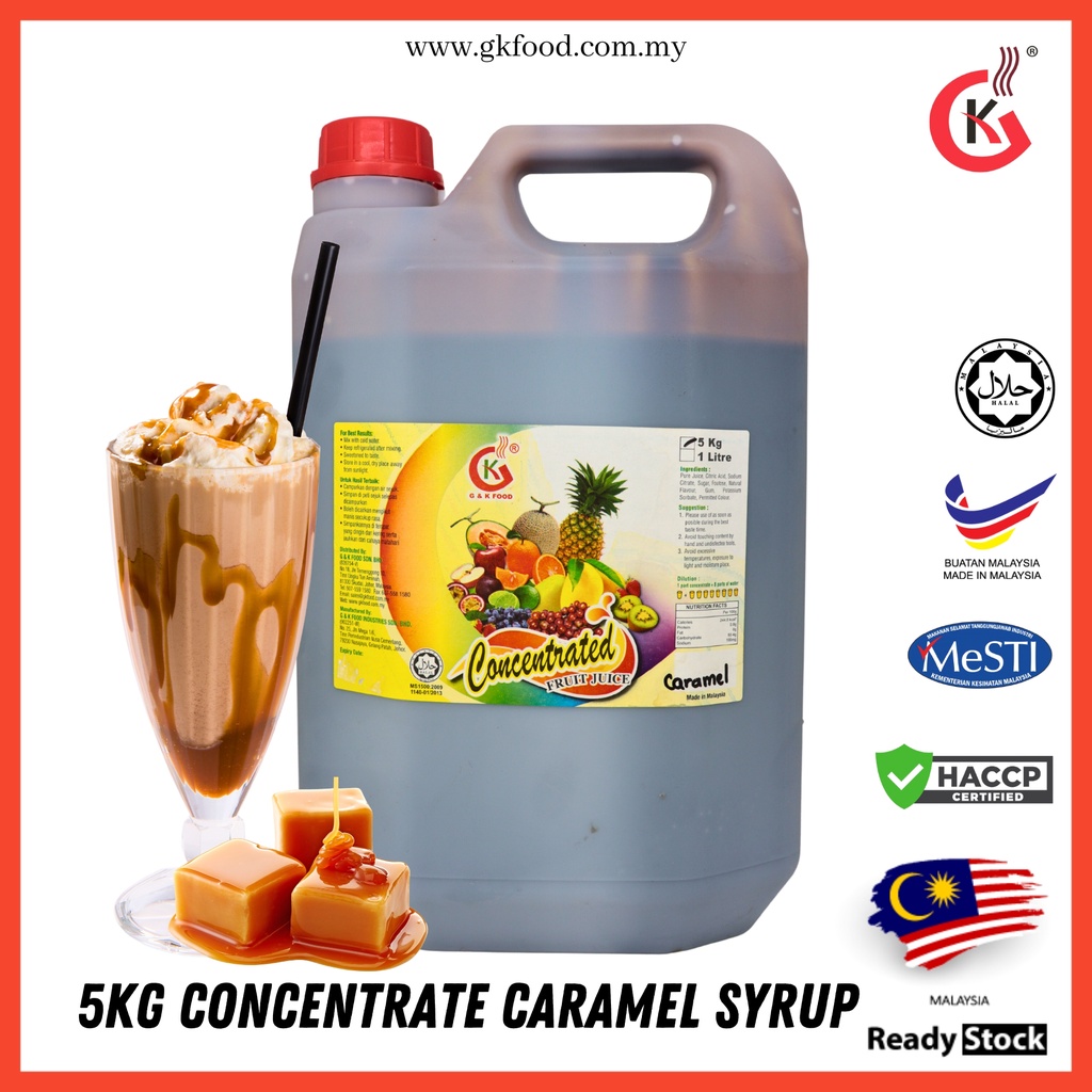 G&K 1:8 Concentrate Caramel Syrup 5kg(4L) | Syrup Karamel Pekat Halal | Caramel Latte/Coffee | 8 ...