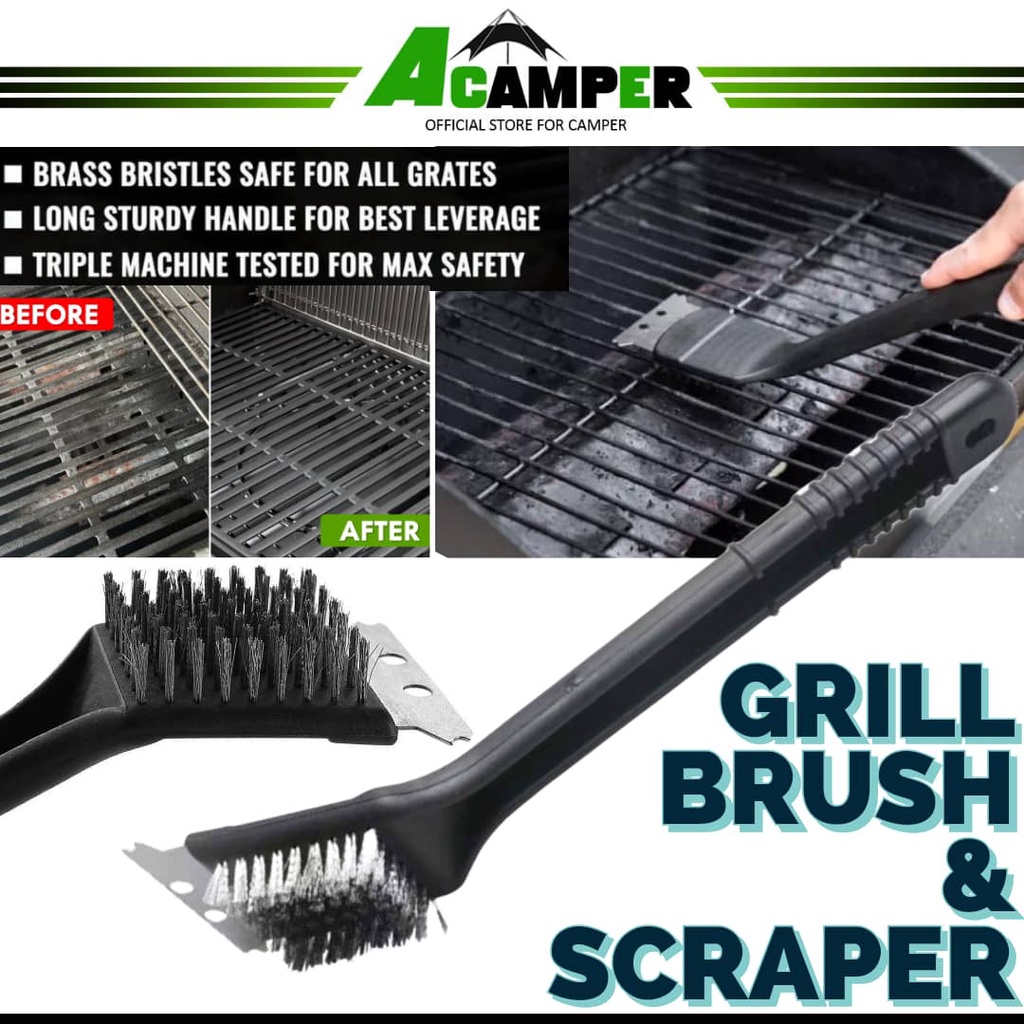 Grill Cleaning Brush 2 in 1 BBQ Barbecue Oven Grill Kitchen Metal ...