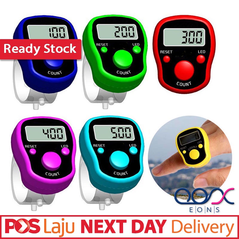 5 Digits Digital Finger Counter Random Color Electrical LED Tasbih Gym ...