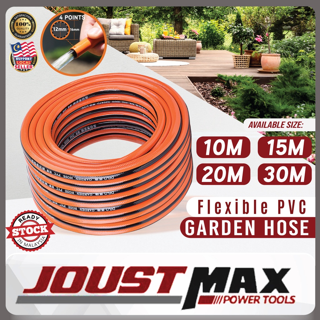 10M 15M 20M 30M Flexible PVC Garden Hose Orange Heavy Duty Water Pipe ...