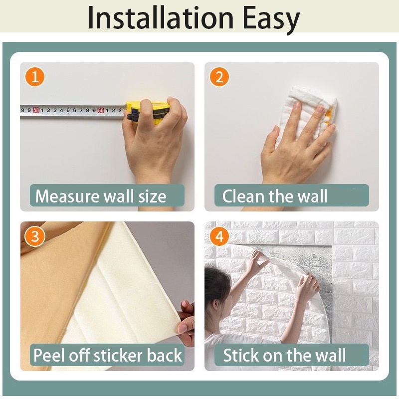 Brick Foam Wallpaper Dinding 3D Wall Paper Stickers Wall Stickers ...