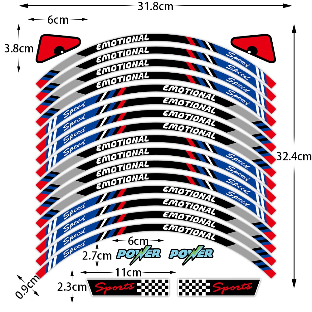 For 10" 12" 13" 14" 17 Inch Motorcycle Wheel Reflective Modifications ...