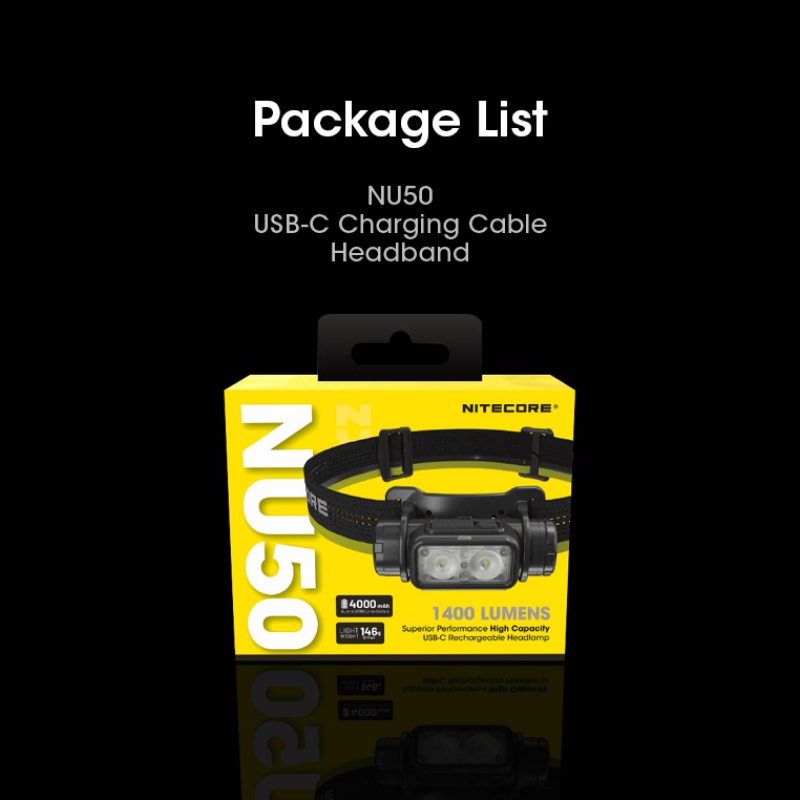 NITECORE NU50 Headlamp Lightweight USB-C Rechargeable White Red Light ...
