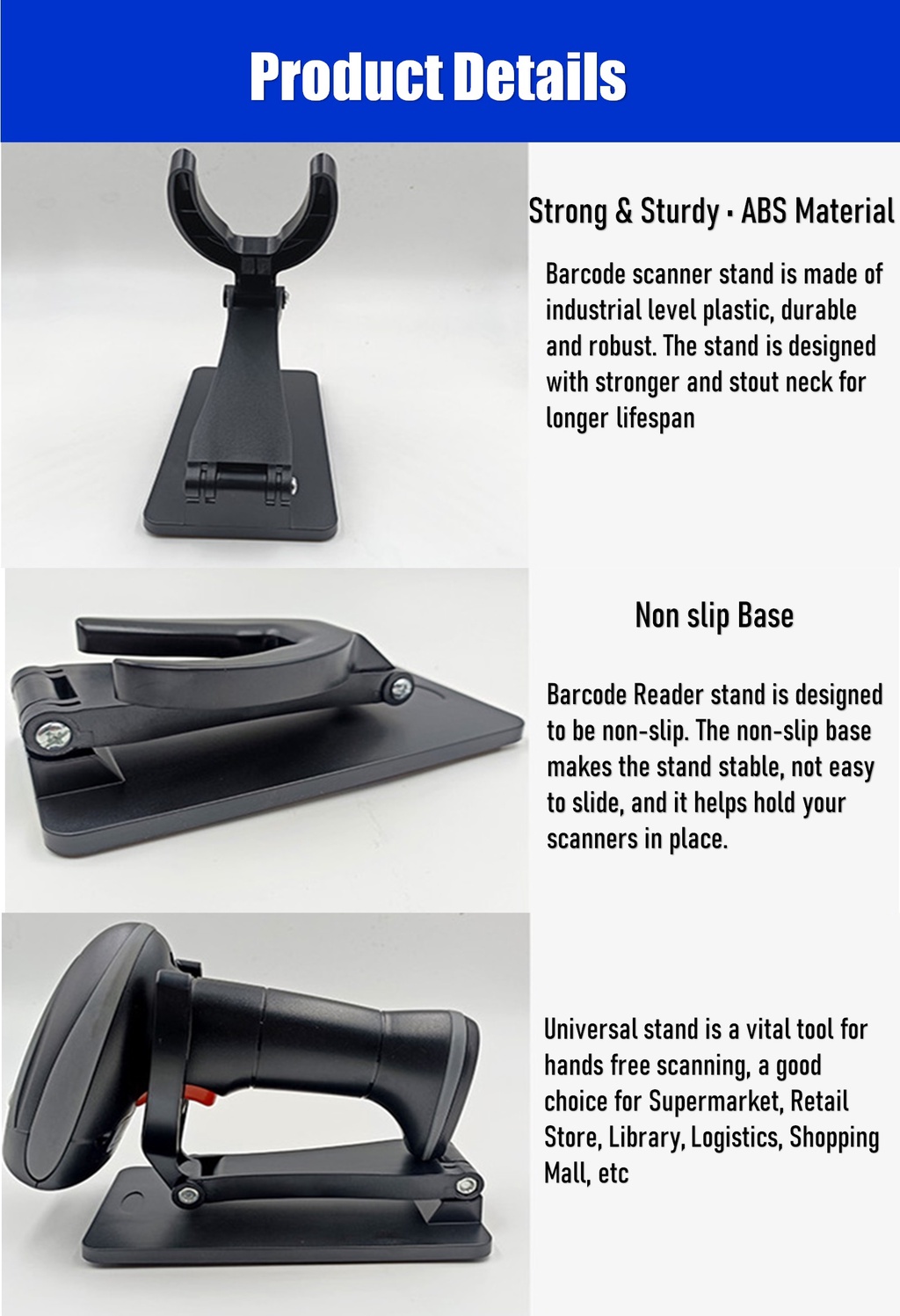 Hands Free Adjustable Height & Angle Barcode Scanner Stand,1D 2D ...