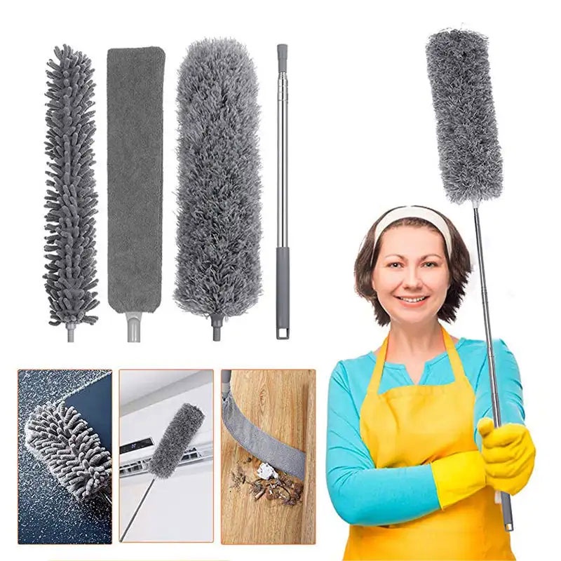 4 In 1 Microfiber Duster Set Extractable 280cm Extra Long Handle ...