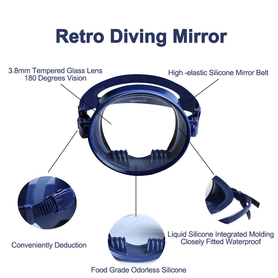 Snorkeling Mask 180 Degree Wide View Diving Mask Oval Oval Frameless ...