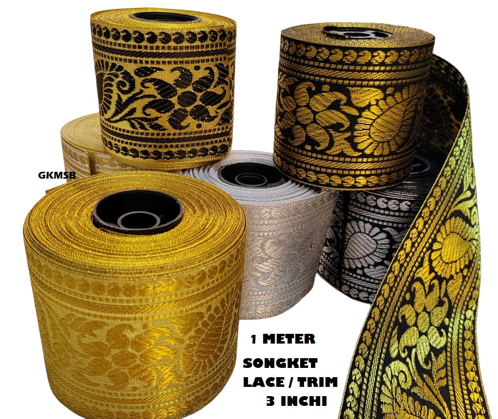 (Meter) 3” Reben Songket Jubah Konvo Convo 76mm code 1858 / 5478 ...
