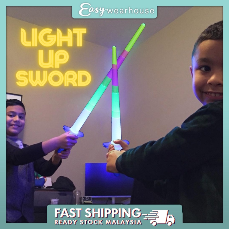 EASY WEARHOUSE 69cm Rainbow LED Sword Extendable Light Up Kid Toys ...