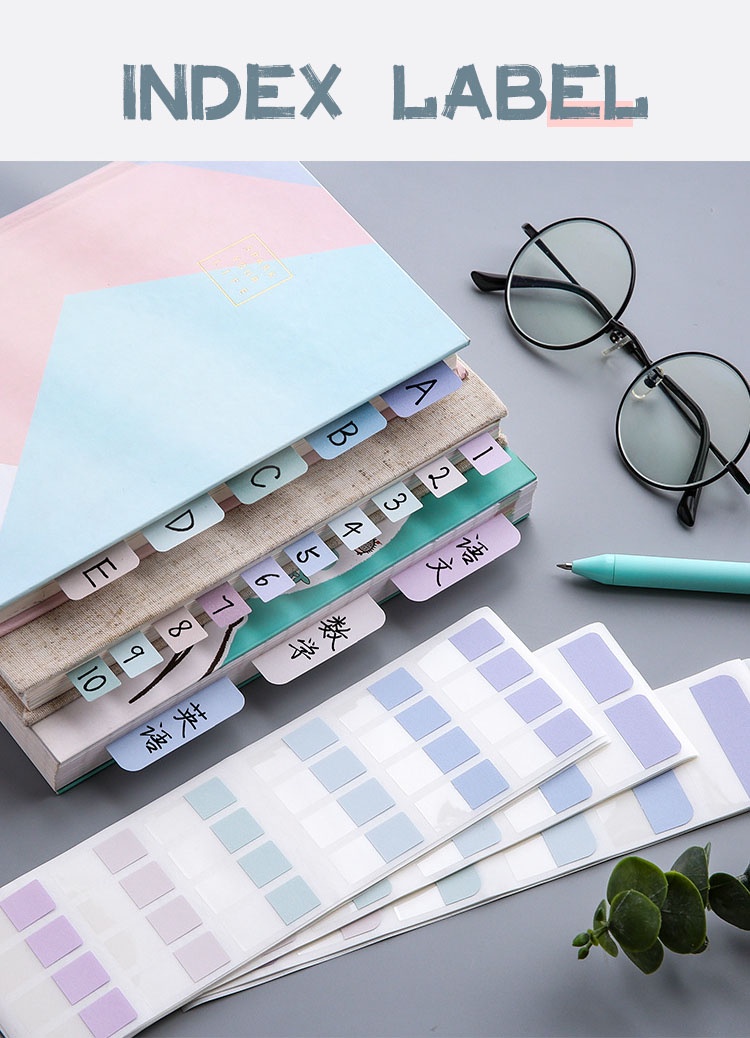 120Sheets Morandi Index Sticky Notes Transparent Index Sticker Label ...