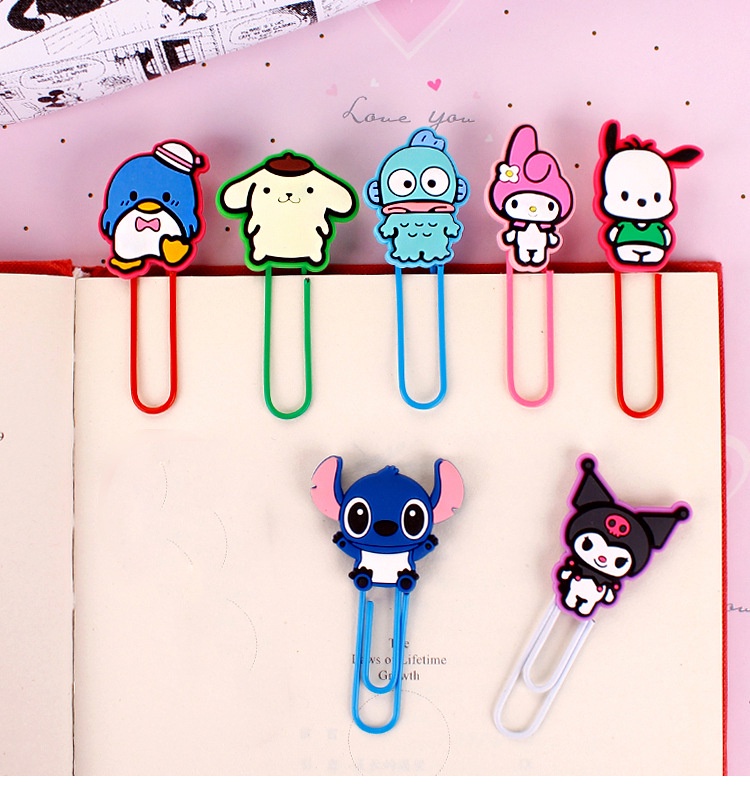 14 Styles Cute Cartoon Silicone Paper Clips Paged Bookmarks Metal Paper ...