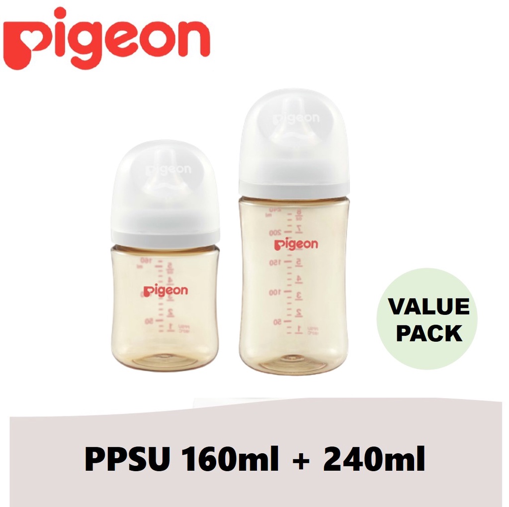 [Best of 2] Pigeon PPSU 160ml + 240ml SofTouch Wide Neck Nursing Bottle | Feeding Bottle | Botol ...