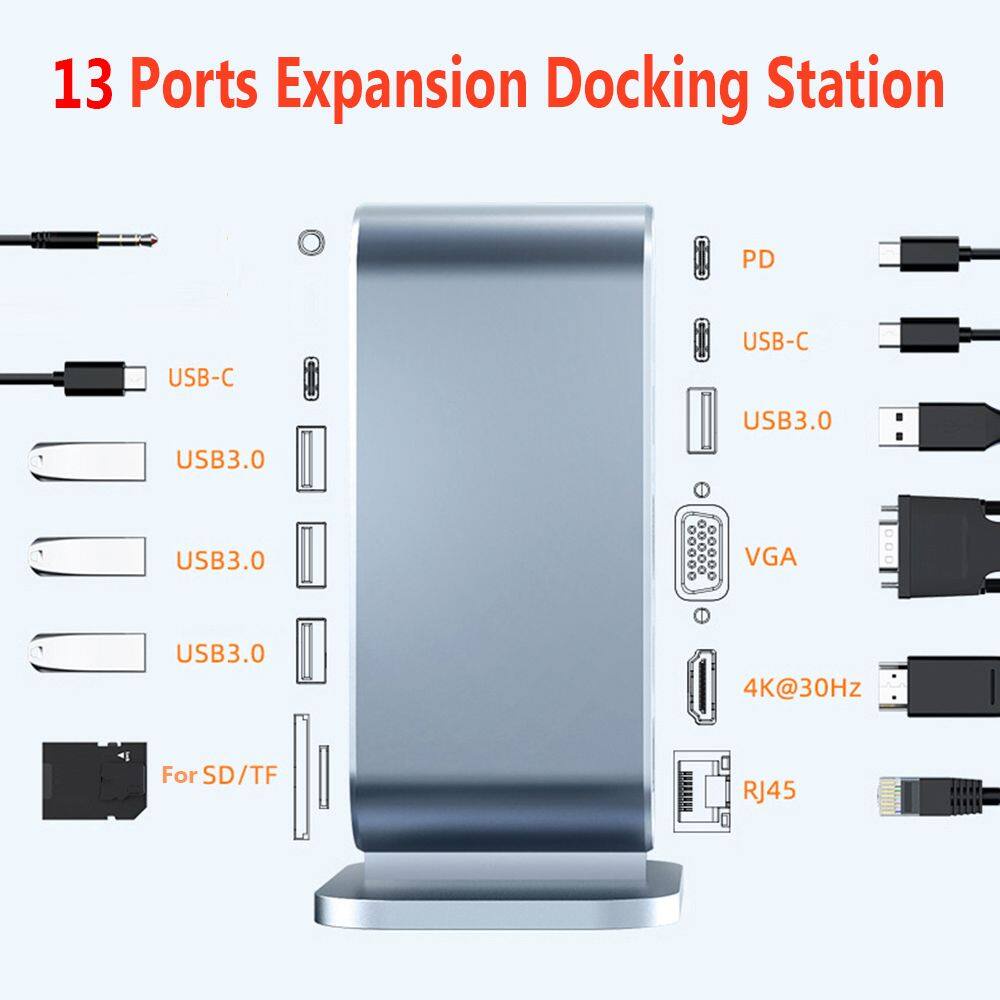 12 in 1 USB C HUB Vertical TF Card Reader USB 3.0 4K HDMI Dock Station ...