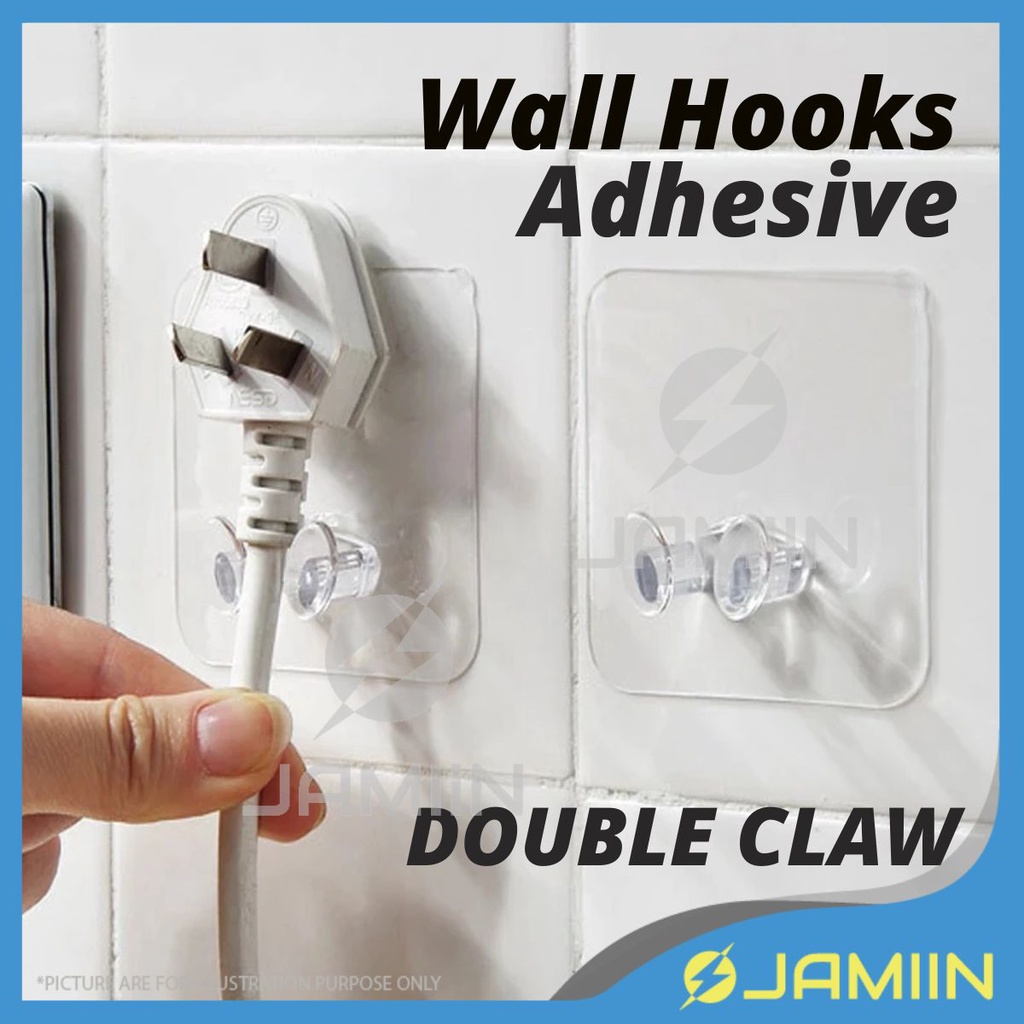 [1PC] DOUBLE/SINGLE Magic Hook Transparent Hook Cable Wire Organizer ...