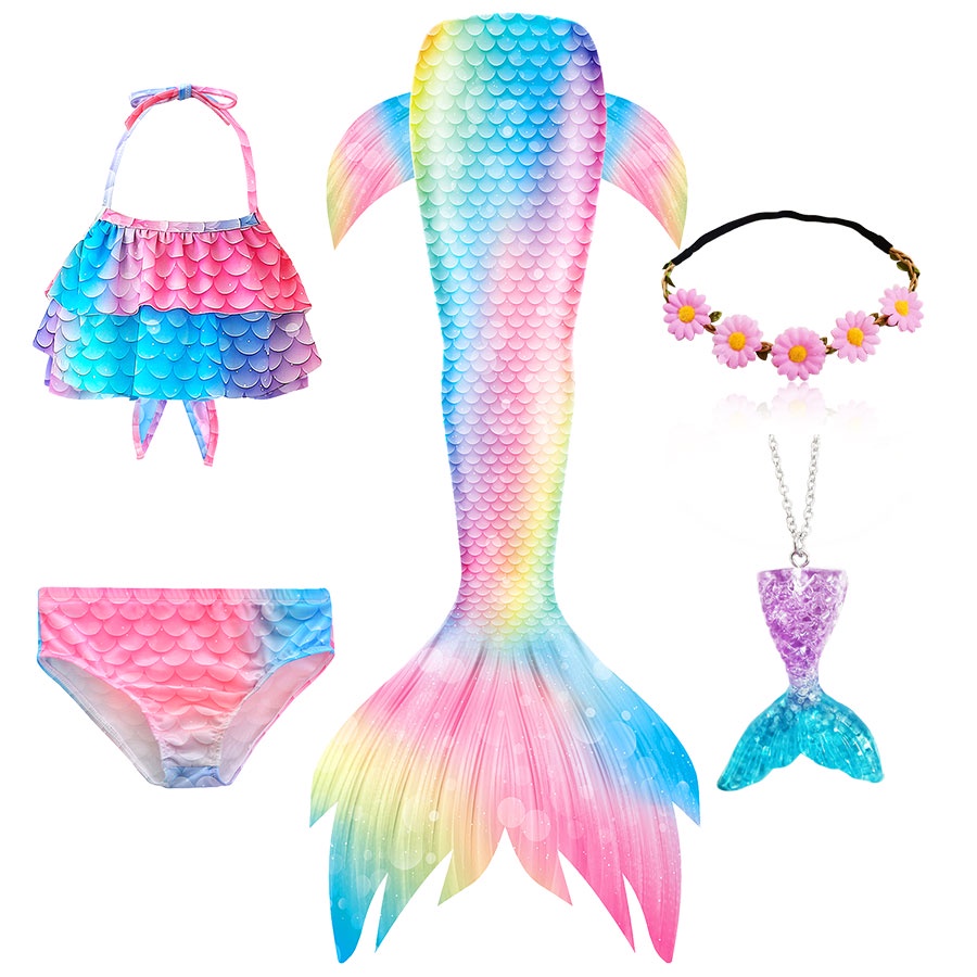 Mermaid Tails for Swimming Girls Swimsuit Princess Bathing Suit Bikini ...