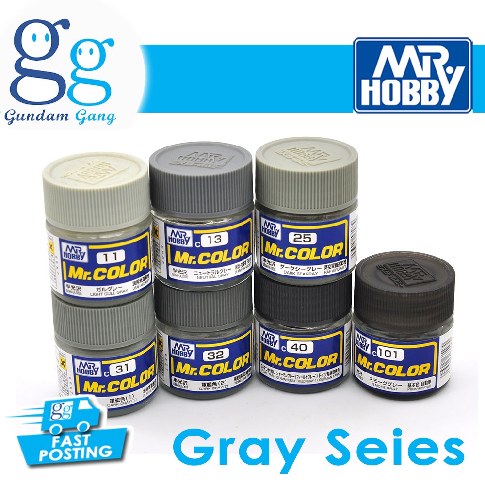 Mr. Color Gray Series C11 C13 C25 C31 C32 C40 C101 10ml Gray Acrylic Thinner Gunpla Model Kit ...