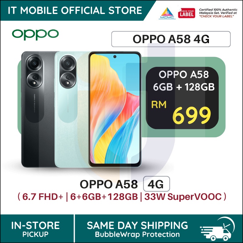 OPPO A58 Smartphone | 6GB + 128GB ROM | 33W SuperVooc | 6.72inch FHD ...