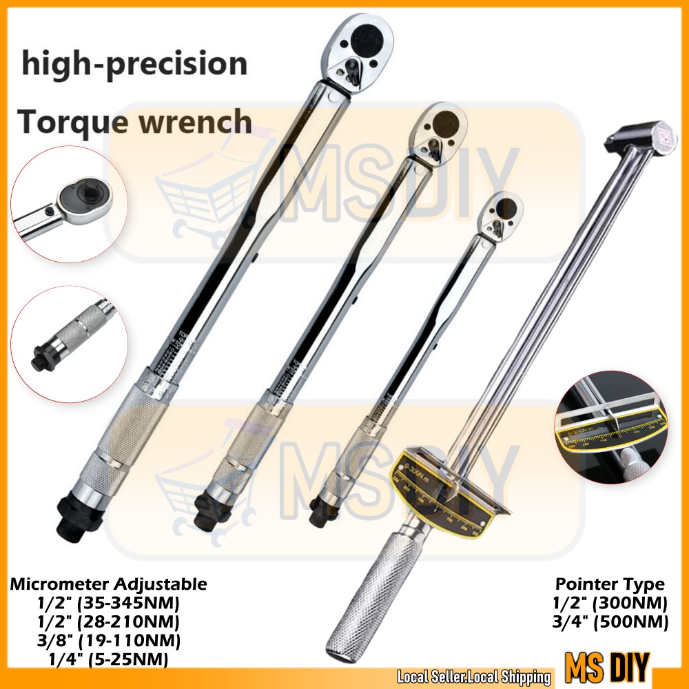 1/4 3/8 1/2 Inch Micrometer Adjustable Torque Wrench Spanner Spanar ...