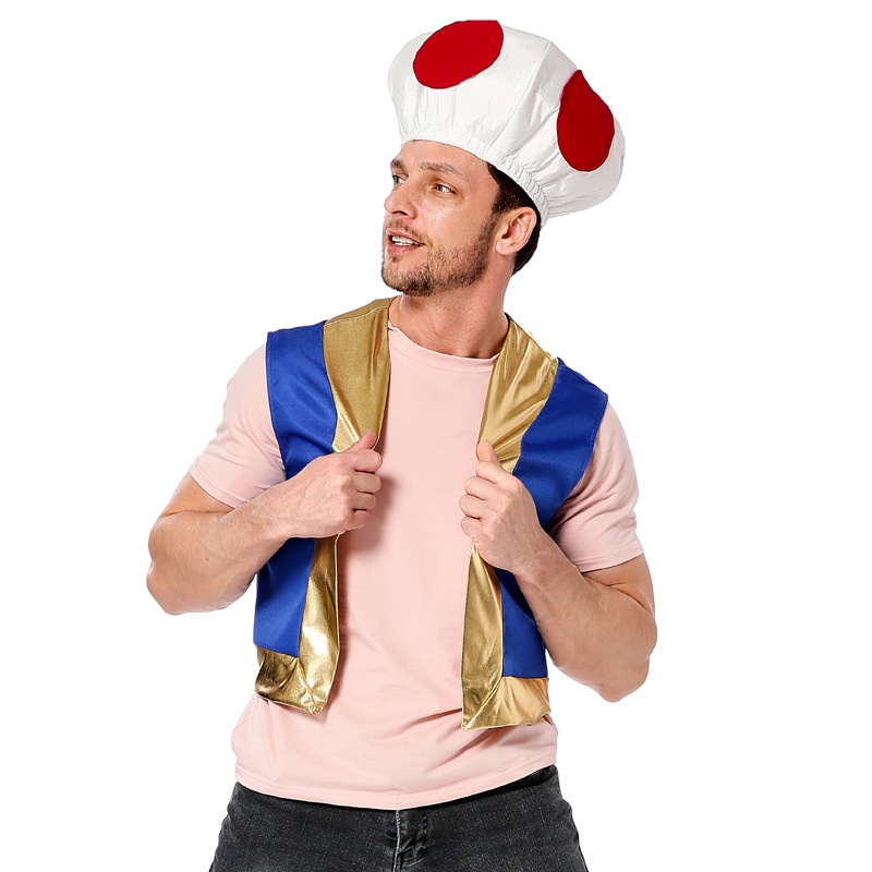 Super Mario Bros Toad Cosplay Costume For Men Adult Halloween Christmas ...