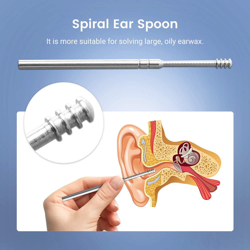 6Pcs Set Stainless Steel Ear Picking Tool Ear Scoop Spiral Ear Wax ...
