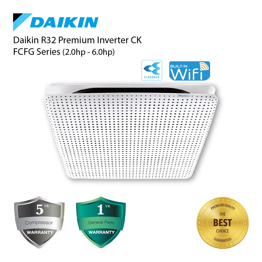 DAIKIN 2.0-5.0HP Inverter Ceiling Cassette Air Conditioner FCFG Revo ...