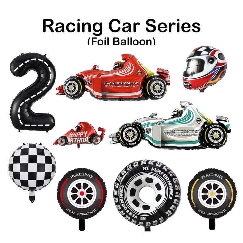 Racing Car Theme Foil Balloon Wheel Helmet Sport Events Race Checkered ...
