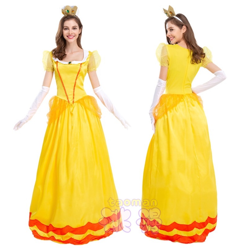 Super Mario Bros Peach Princess Dress For Women Super Mary Cosplay ...