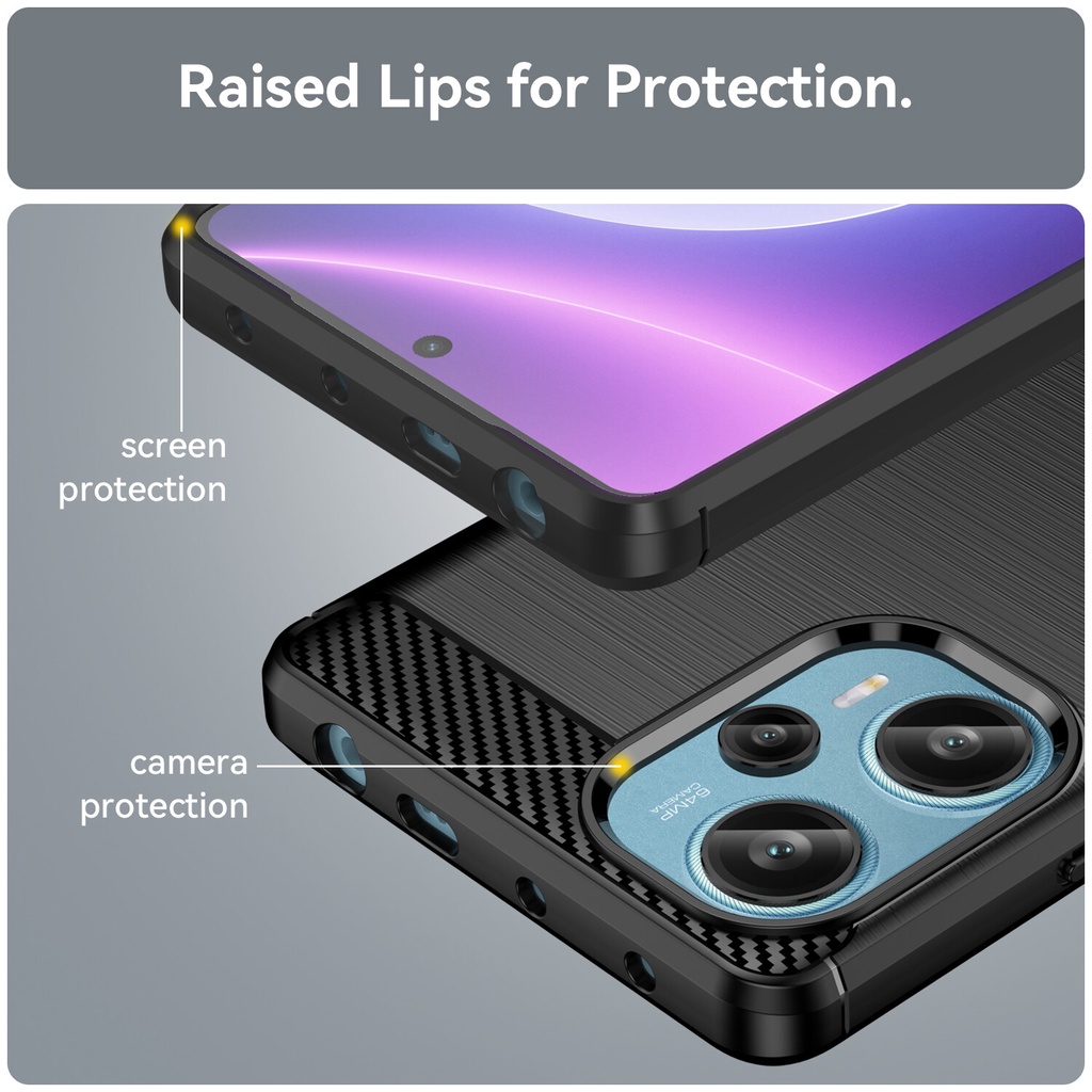 Xiaomi Poco F5 F5 Pro Case Carbon Brushed TPU Silicone Soft Casing Back ...