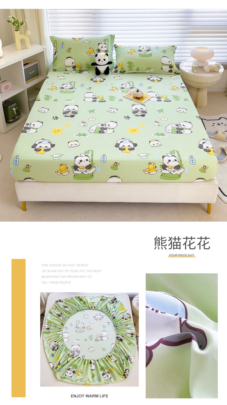 DANSUNREVE cadar cotton ins Fitted cadar Sheet Panda Print 1200TC ...