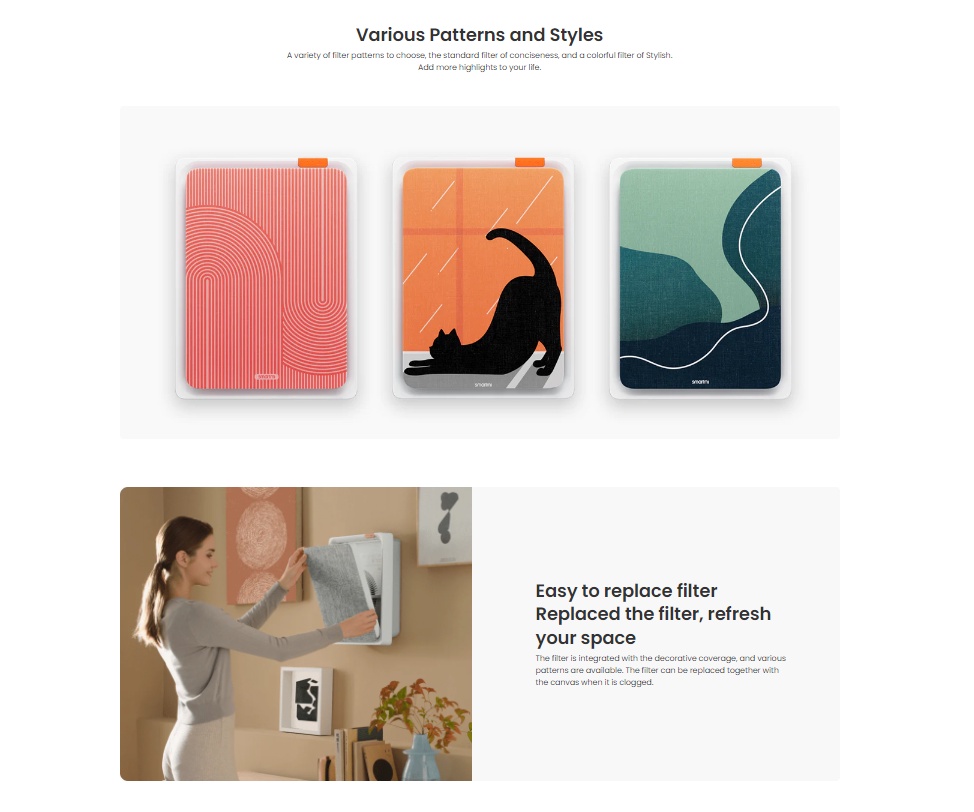 Smartmi Air Purifier E1 Art Filter | Easy to replace filter | Various ...