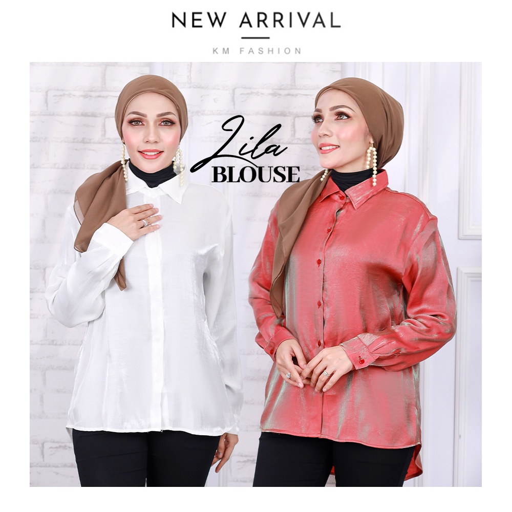 KM Lila Soft Luxe Satin High Collar Blouse [B23338] | Shopee Malaysia