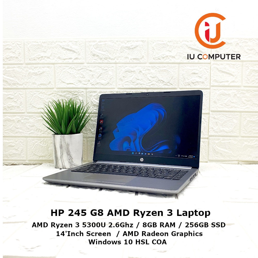 HP 245 G8 AMD RYZEN 3 5300U 8GB RAM 256GB SSD AMD RADEON GRAPHICS USED ...