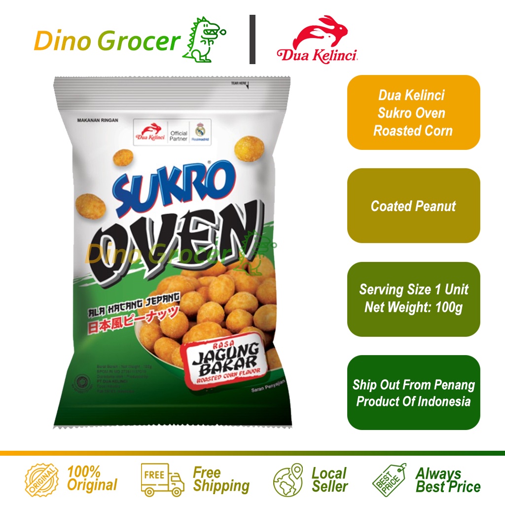 Dua Kelinci Sukro Oven Coated Peanut Roasted Corn 100g 烤花生 玉米味 | Shopee ...