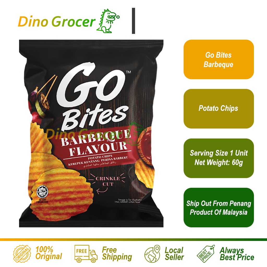 Go Bites Potato Chips Barbeque Flavour 60g 薯片 烧烤味 | Shopee Malaysia