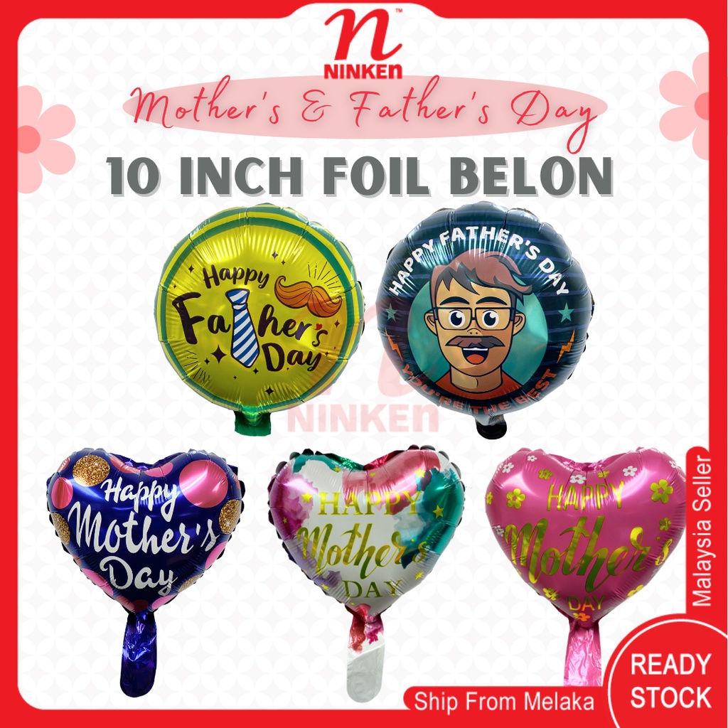 1 Pc Happy Mother's Day Father's Day 10inch Foil Balloon Love Shape Heart Shape Party Decor ...