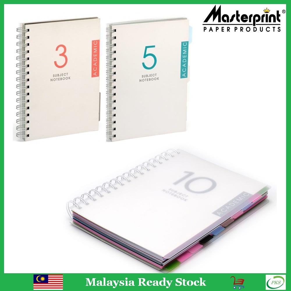 Masterprint 3 / 5 / 10 Subjects Notebook A5/B5 Wire-O Ring Binded PP ...