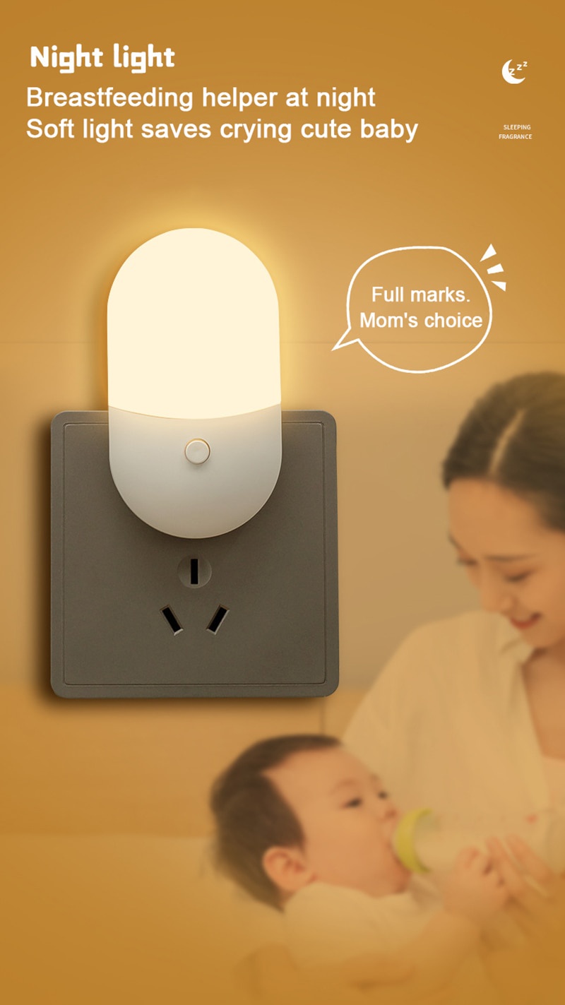 Plug-In Night Light - Eye Protection Switch for Bedside, Low Voltage ...