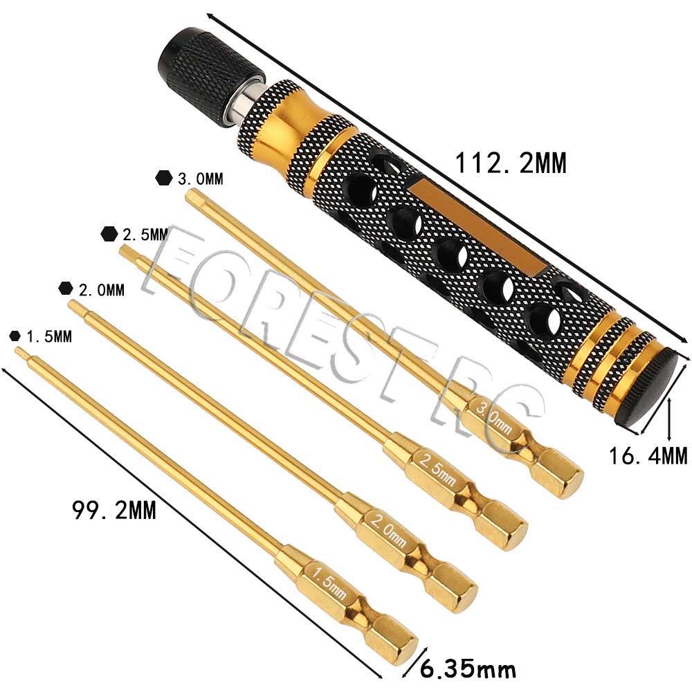 4 in 1 Hexagon Screwdriver 1.5 2.0 2.5 3.0mm 4 5.5 7.0 8.0mm 6.35mm ...