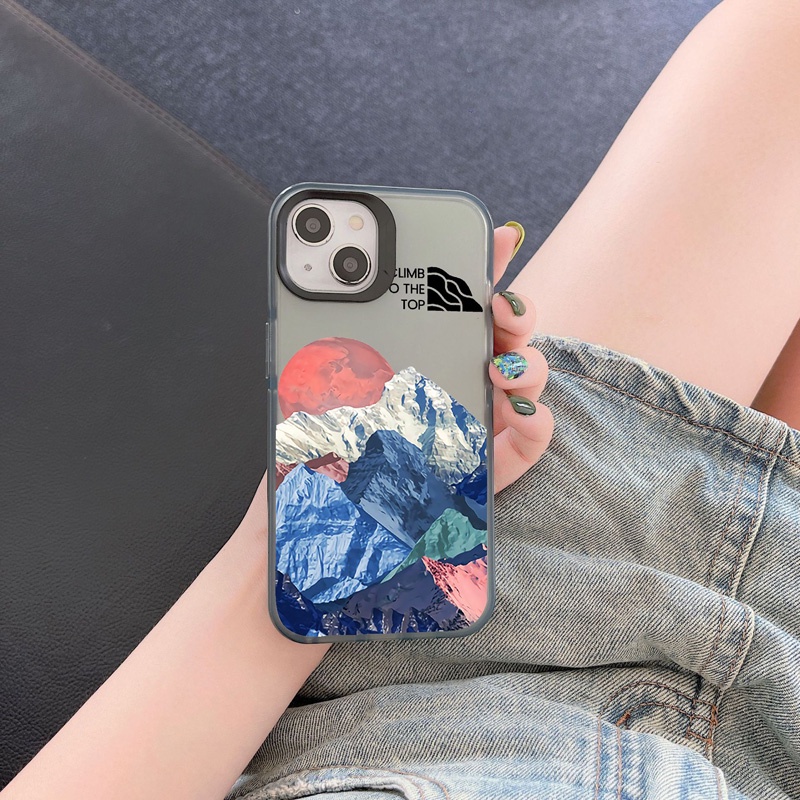 Suntaiho ins aesthetic Casing Snow Mountain Range Clear Matte Frosted ...