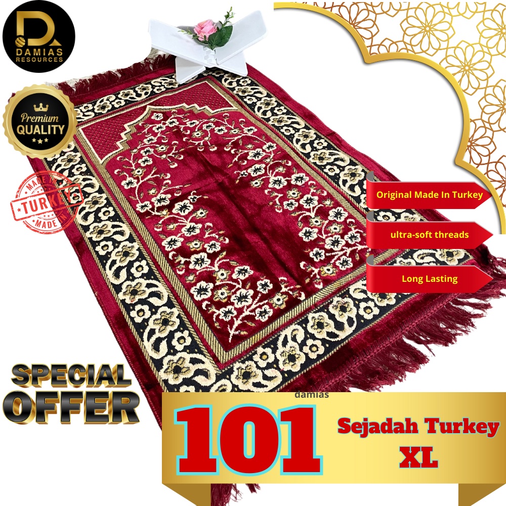 Sejadah Turkey Limited Edition Corak New VIP Berkualiti Tinggi 115cm x ...