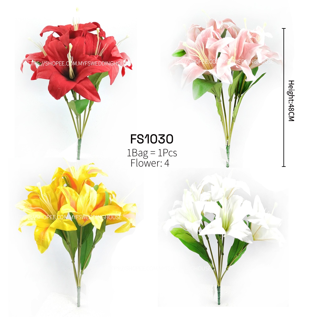 6 HEAD-ARTIFICIAL FLOWER / BUNGA HIASAN / BUNGA LILY/ BUNGA TANGAN ...