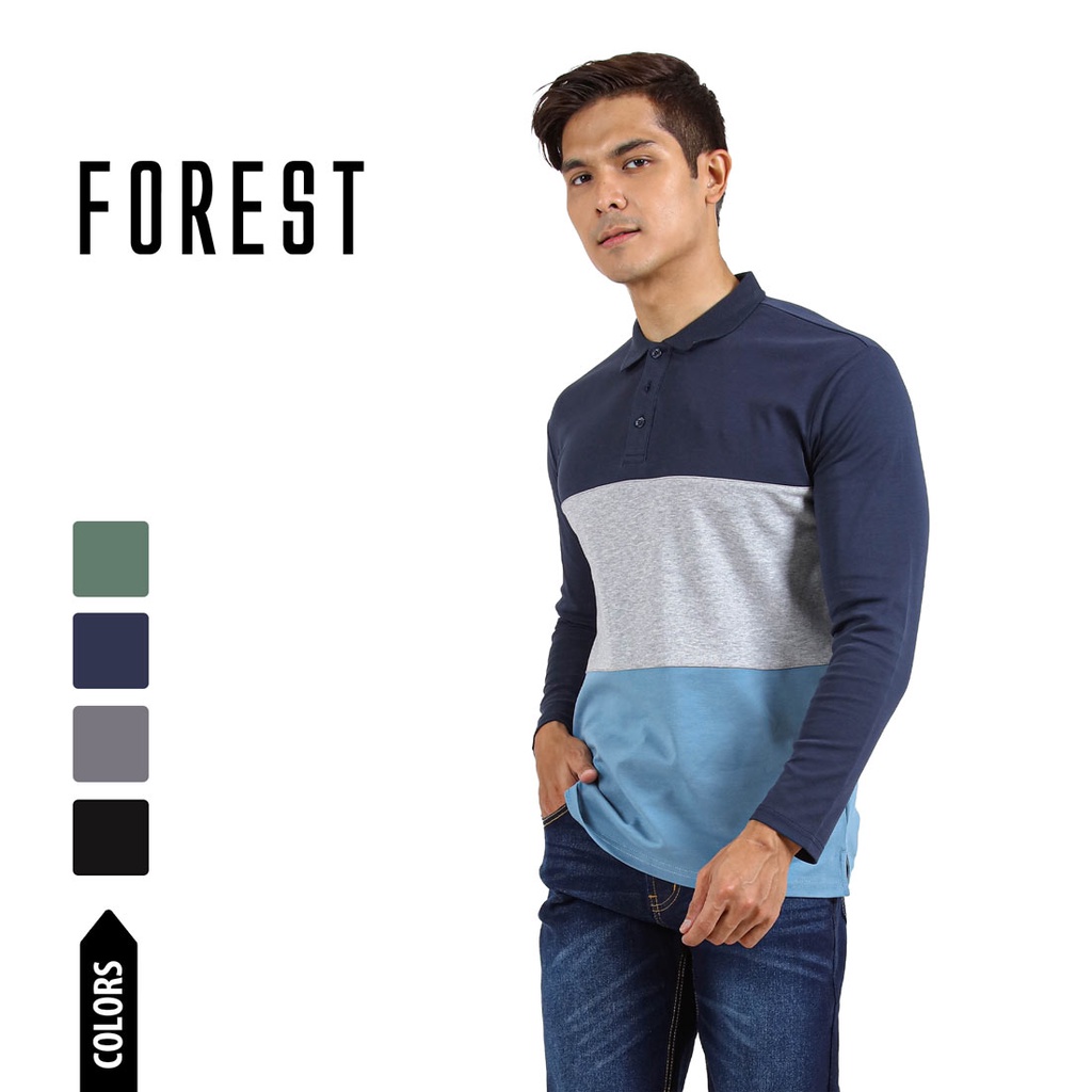 Forest Polo T Shirt Lelaki | Forest Interlock Cotton 220gsm Long Sleeve ...