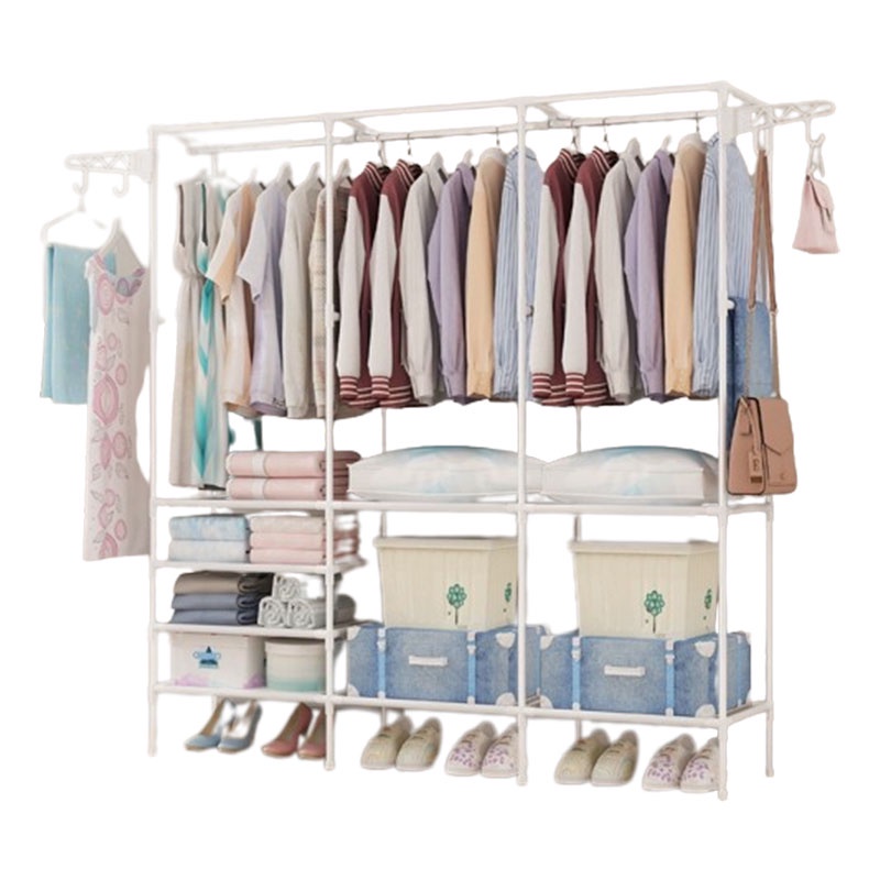 𝗡𝗢 𝗦𝗖𝗥𝗘𝗪 》 Stainless Steel Wardrobe Clothes Storage Garment Rack ...