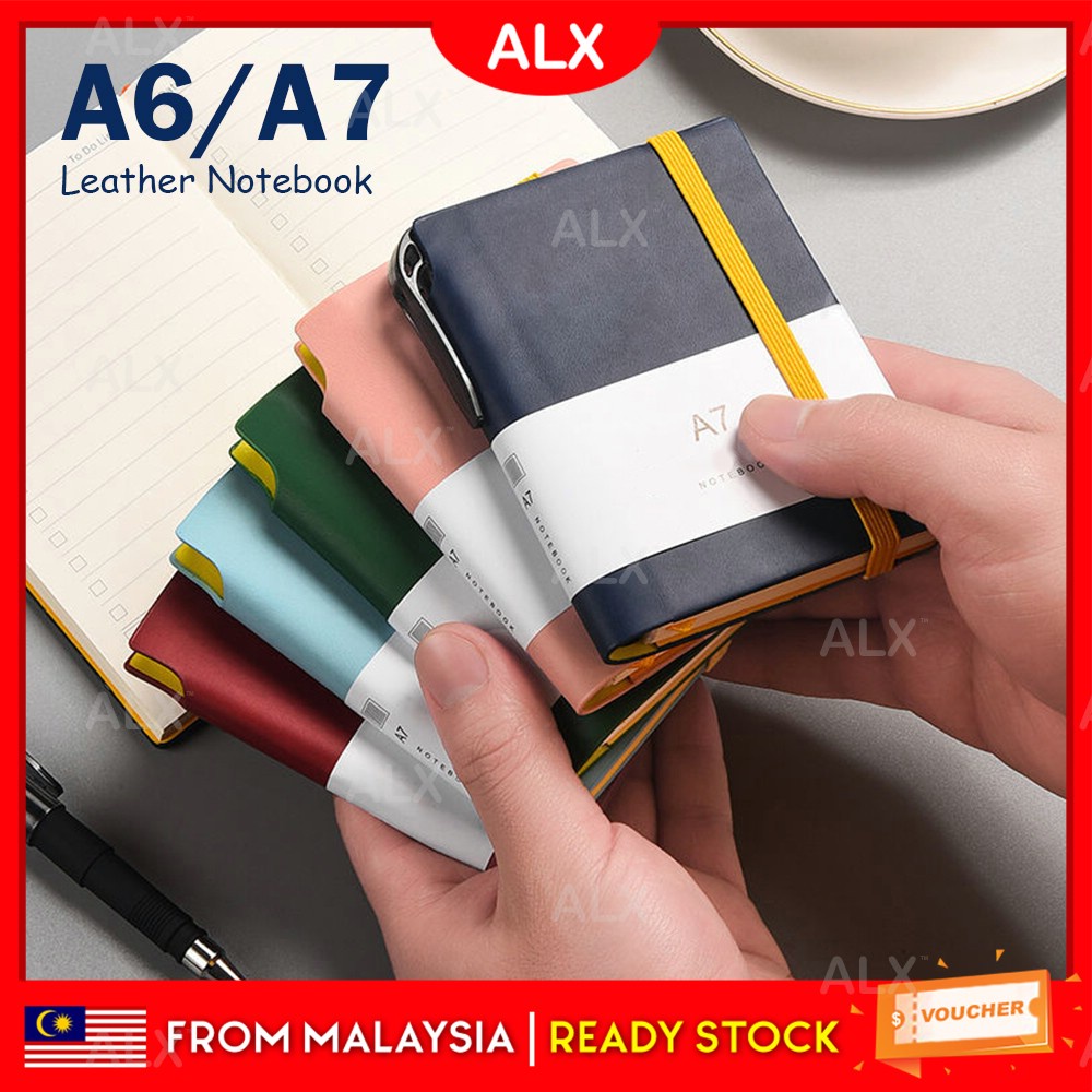 ALX Leather Cover A6 A7 Pocket Size Notebook Student Planner Book Diary ...