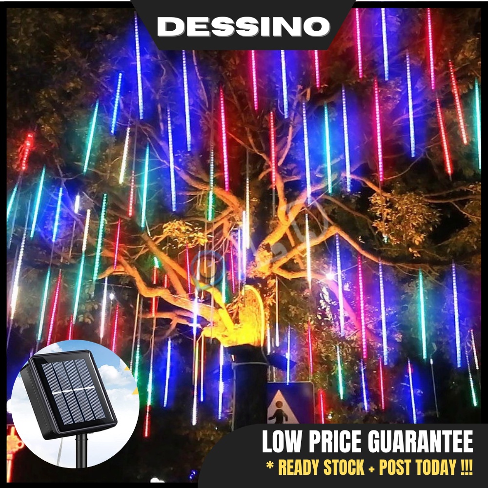 DESSINO 30/50CM Waterproof LED Meteor Shower Rain Lights Solar Falling ...