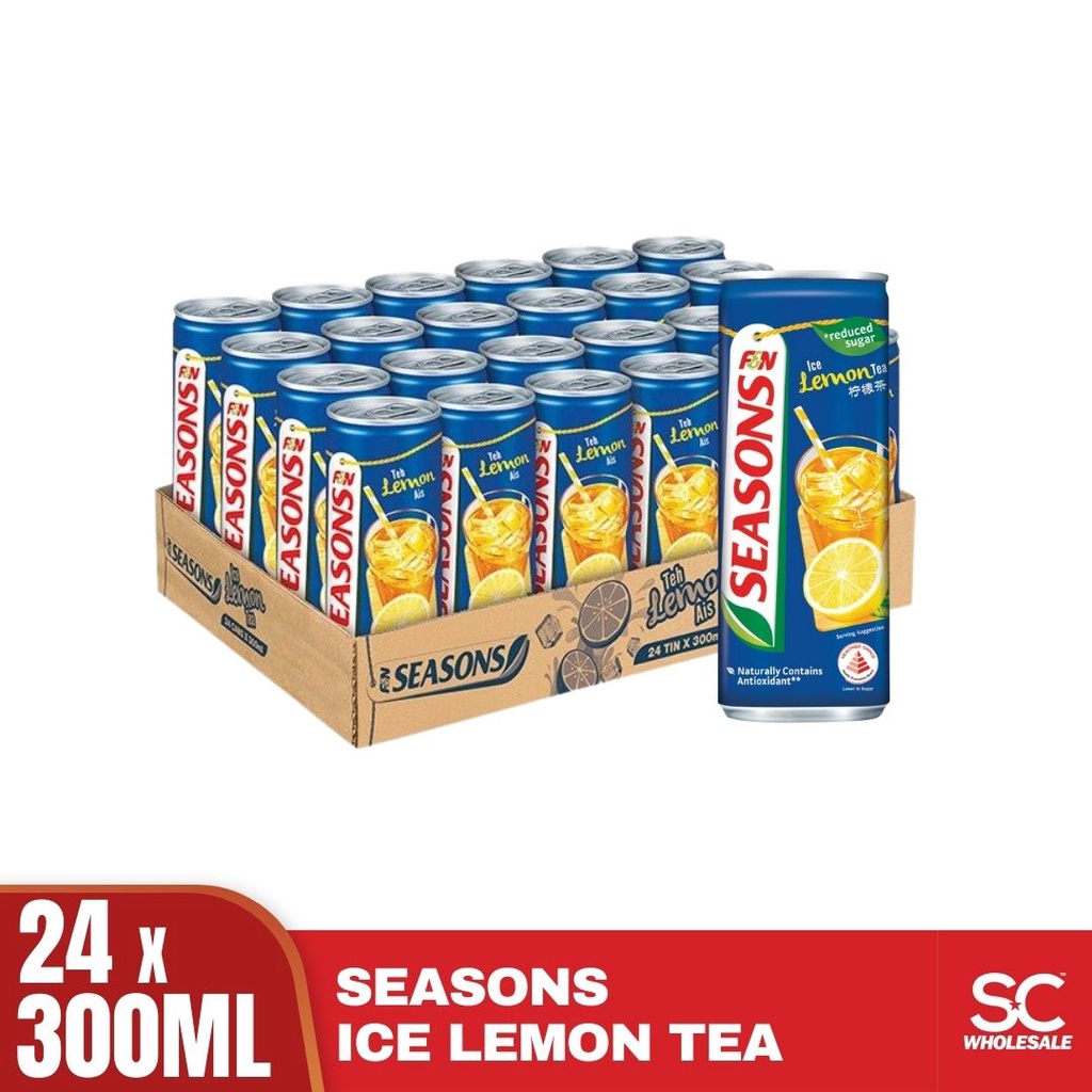 F&N Seasons Ice Lemon Tea Cans Drinks 300ml x 24 (1 Carton) | Shopee ...