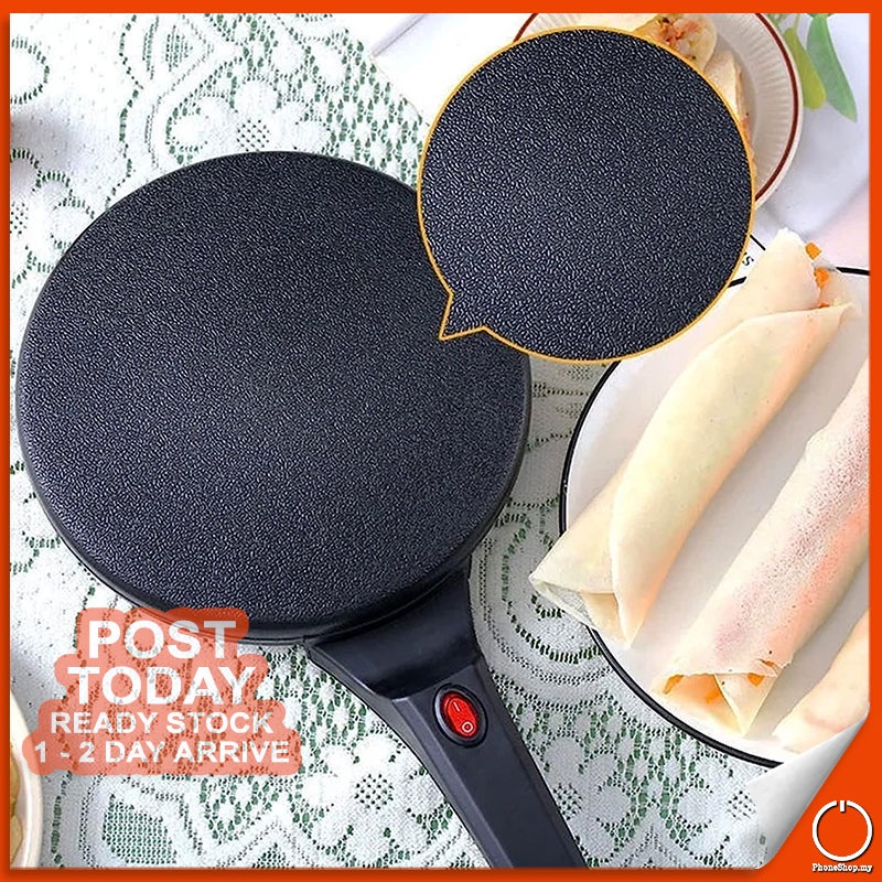 𝐎𝐍𝐄 𝐁𝐔𝐓𝐓𝐎𝐍 𝐎𝐏𝐄𝐑𝐀𝐓𝐄𝐃 Non-Stick Electric Pan Crepe Pancake Maker Mini ...