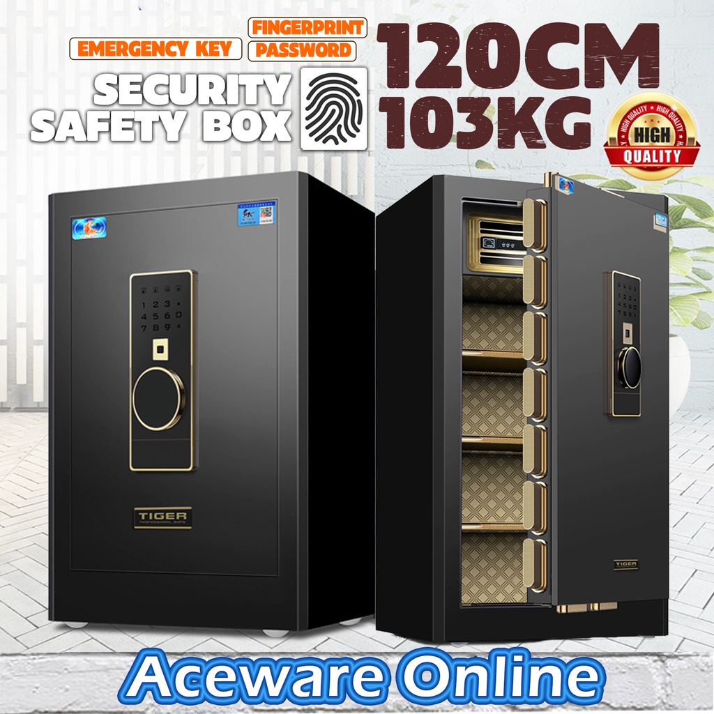 120CM Safety Box Fingerprint Digital Safety Box Money Box With Lock Safe Box Home Peti Besi ...