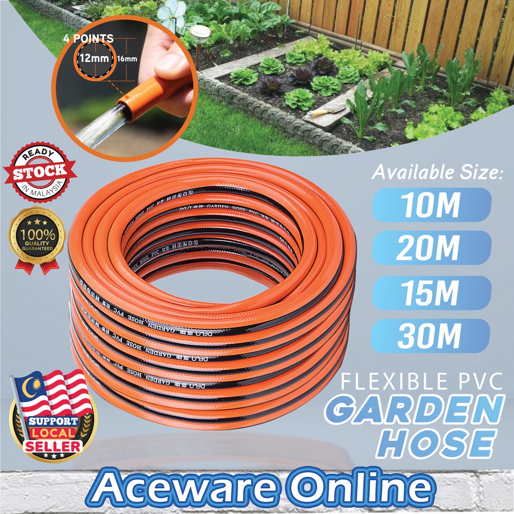 10M 15M 20M 30M Flexible PVC Garden Hose Orange Heavy Duty Water Pipe ...